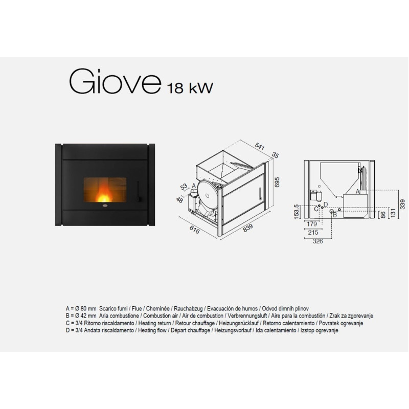 Giove Inserto a Pellet Hydro 18KW Eva Calor